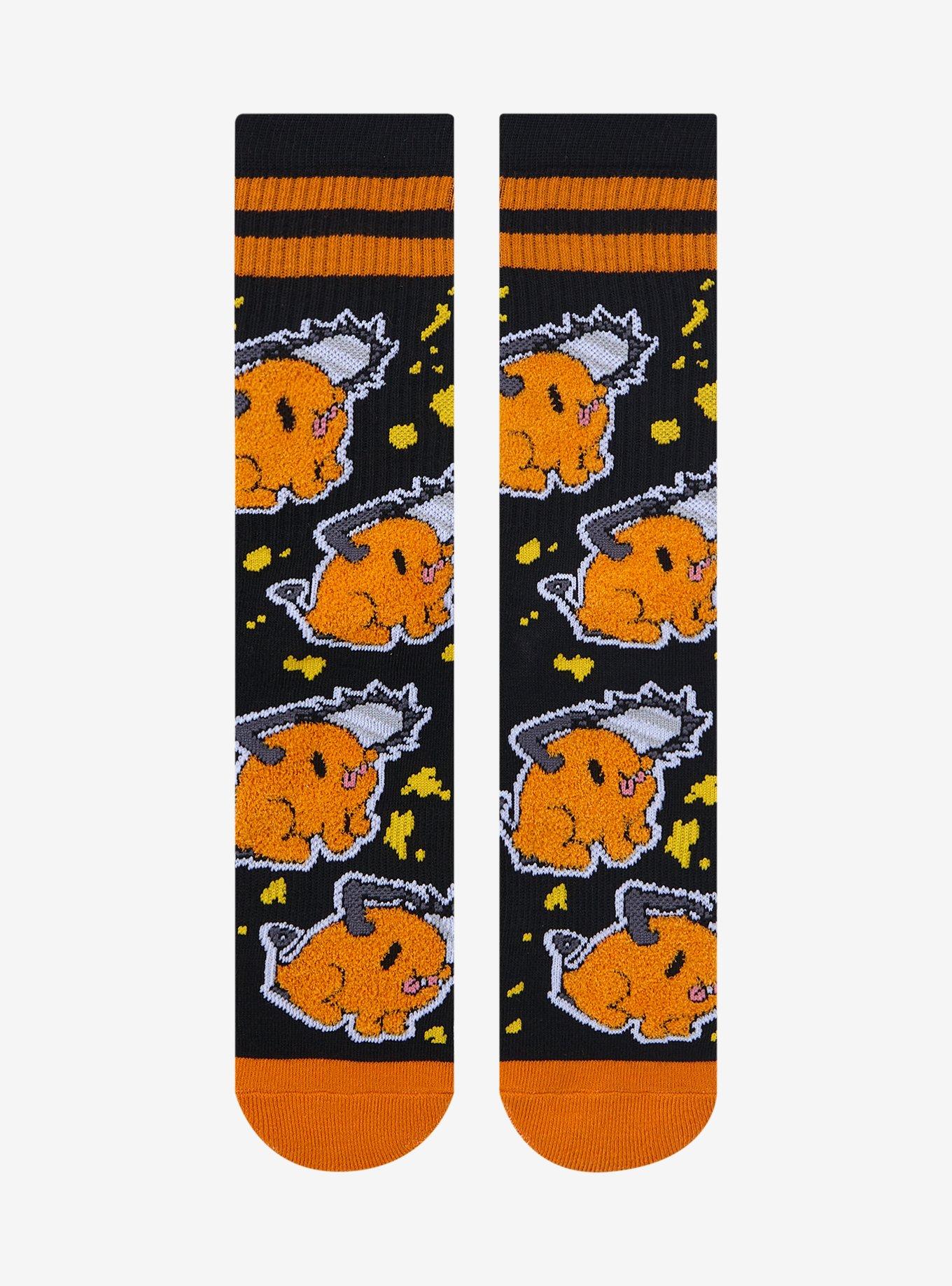 Chainsaw Man Pochita Chenille Varsity Crew Socks | Hot Topic