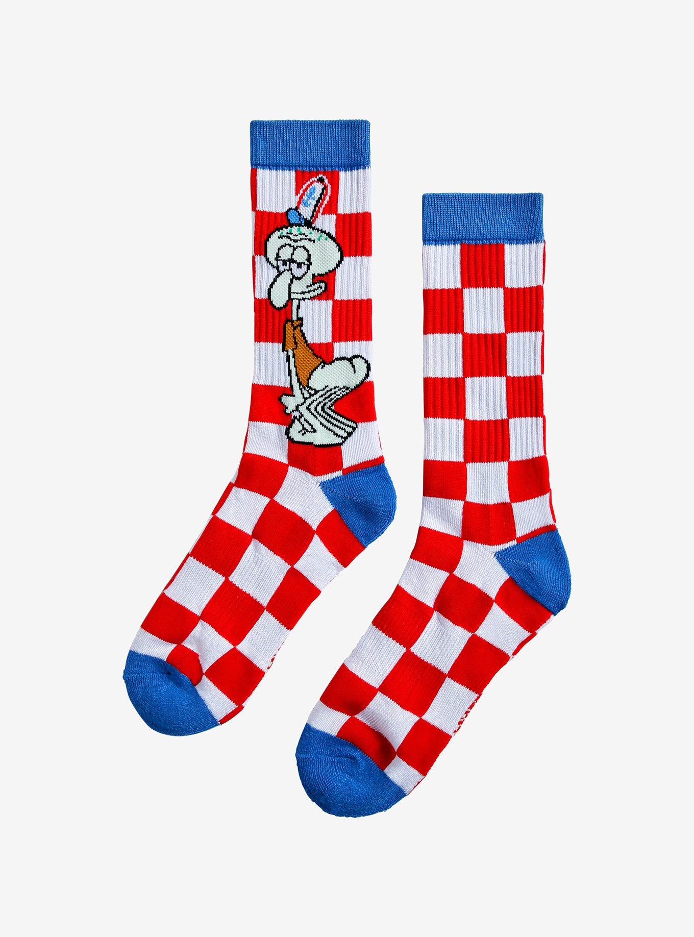 Spongebob Squarepants Squidward Checkered Crew Socks Hot Topic