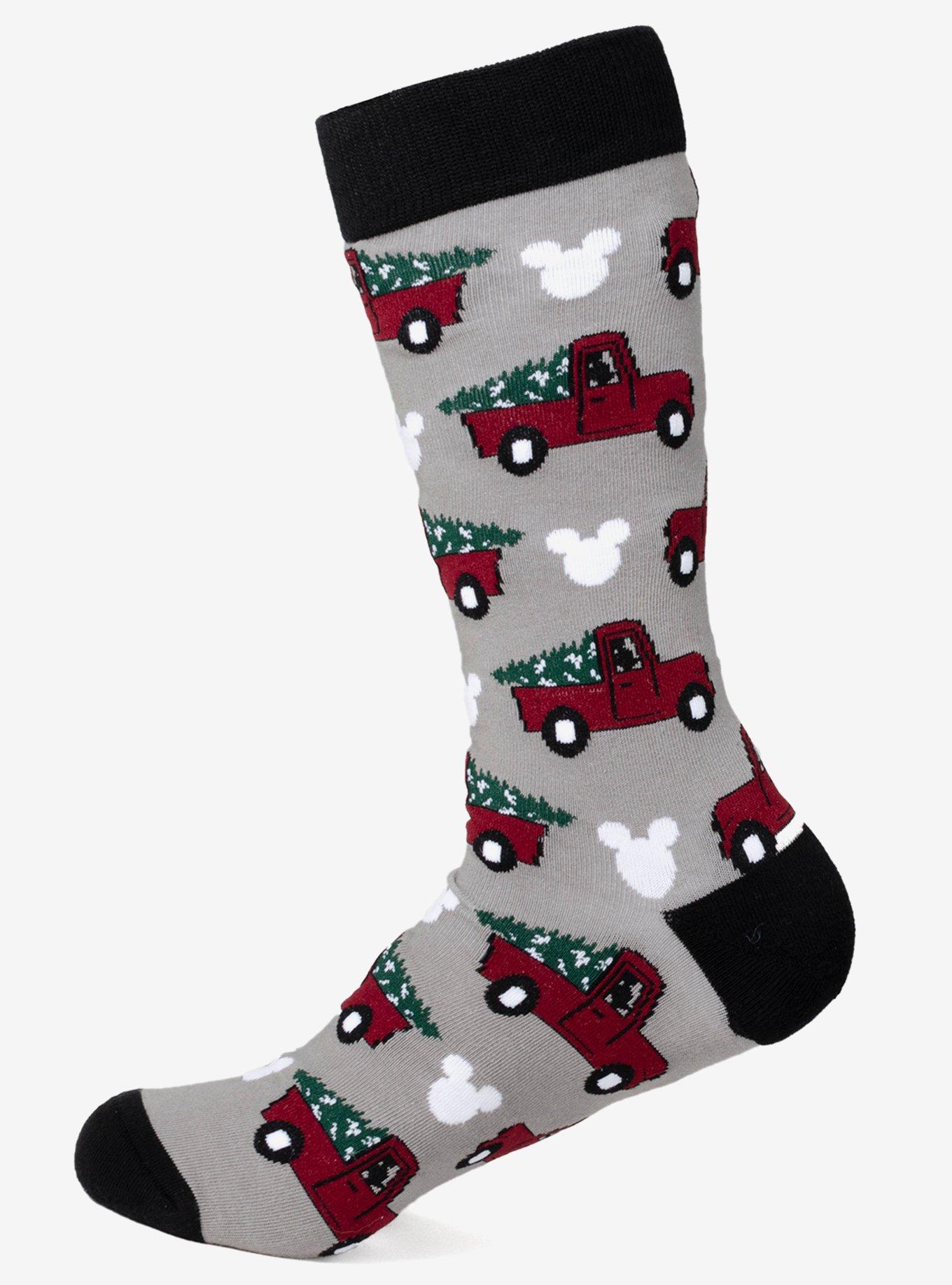 Disney Mickey Mouse Truck Grey Crew Socks | Hot Topic