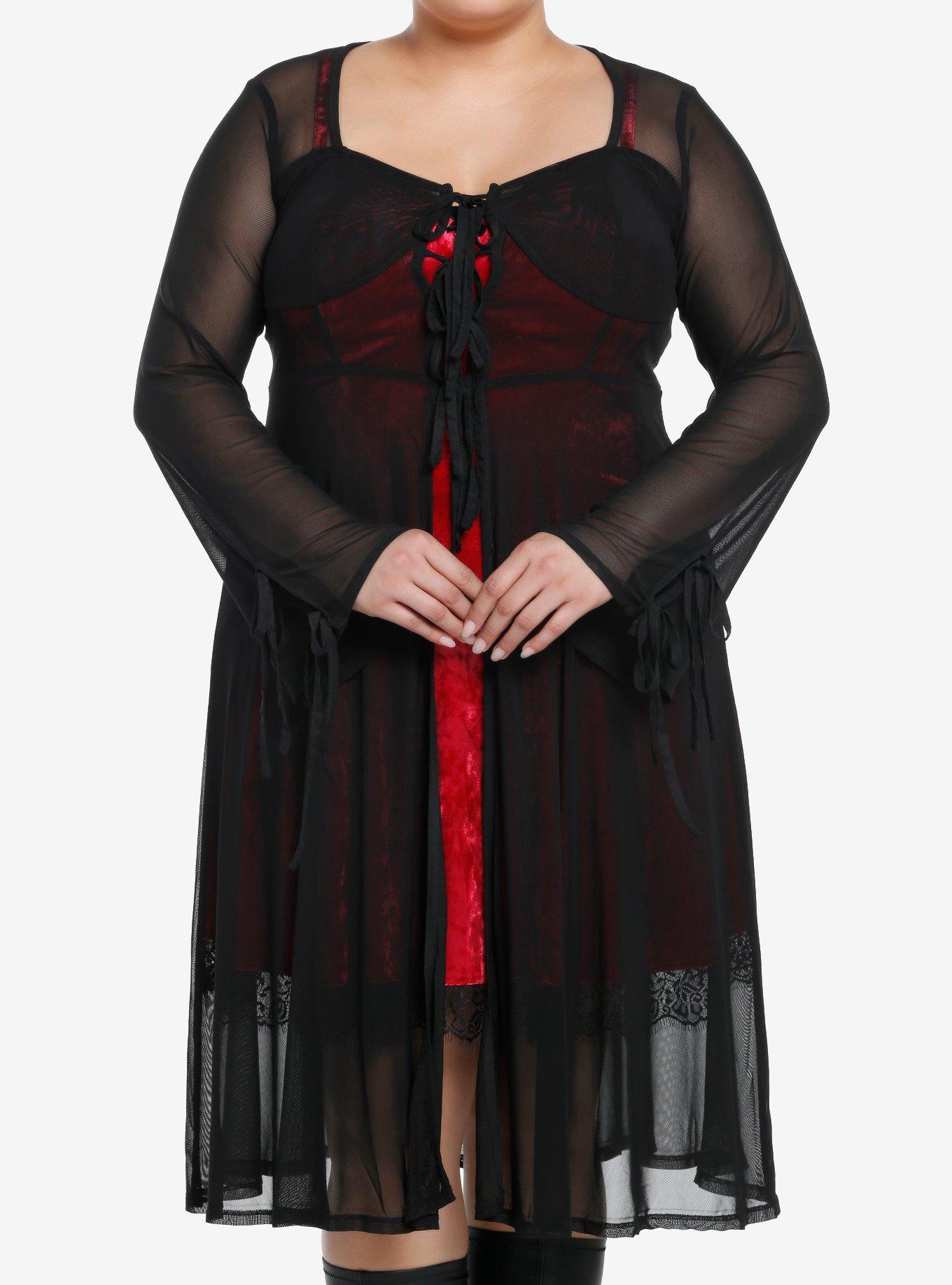 Cosmic Aura Black Mesh Bell Sleeve Duster Plus Size | Hot Topic