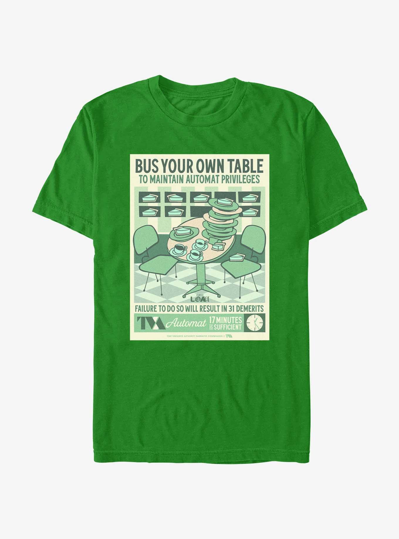 Marvel Loki Bus Your Own Table Poster T-Shirt - GREEN | BoxLunch
