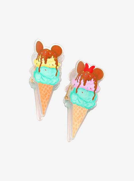 Disney Mickey & Minnie Mouse Ice Cream Claw Clip Set - BoxLunch ...