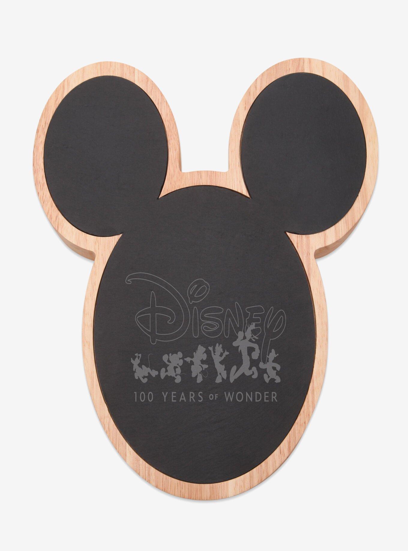 Disney100 Mickey Head-Shaped Black Cheese Board with Cheese Knife Set ...