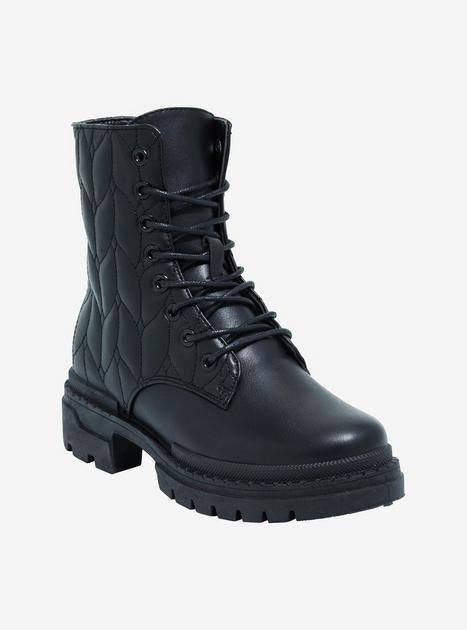 Yoki Black Quilted Combat Boots | Hot Topic