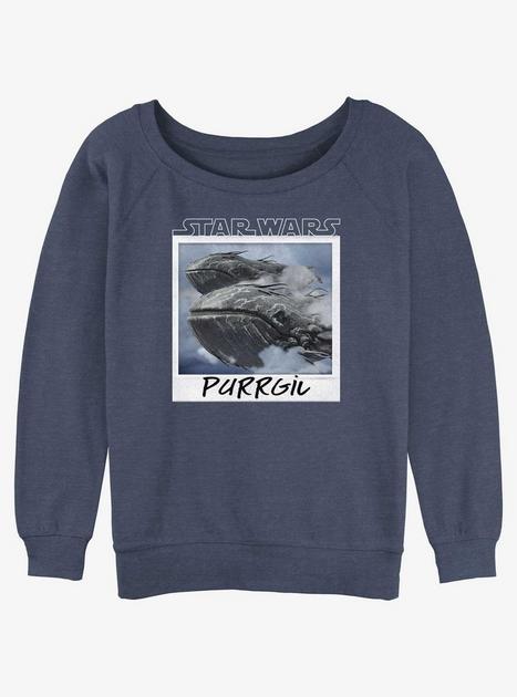 Star Wars Ahsoka Purrgil Polaroid Girls Slouchy Sweatshirt Blue Hot