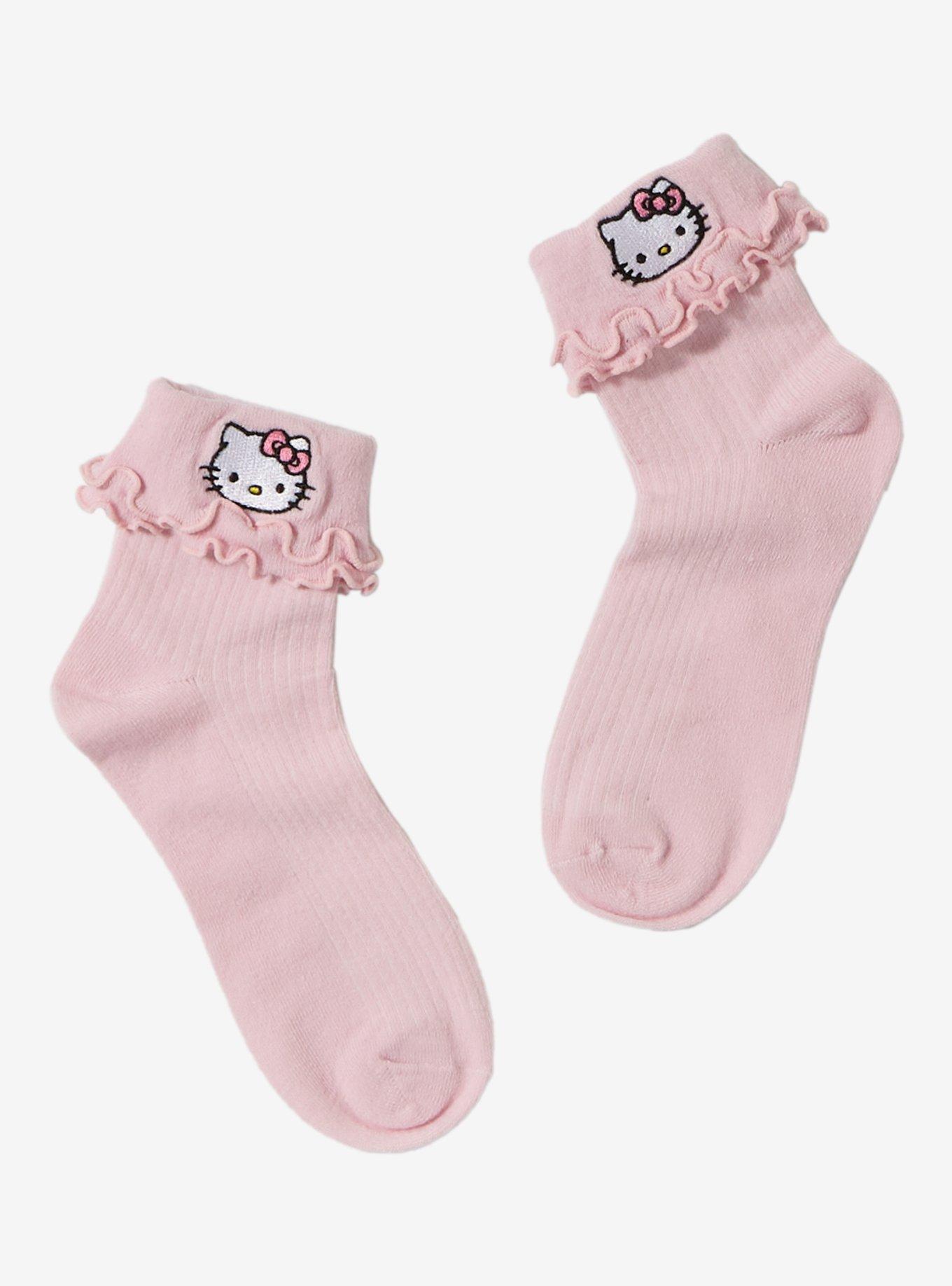 Hello Kitty Folded Lettuce Trim Ankle Socks Hot Topic