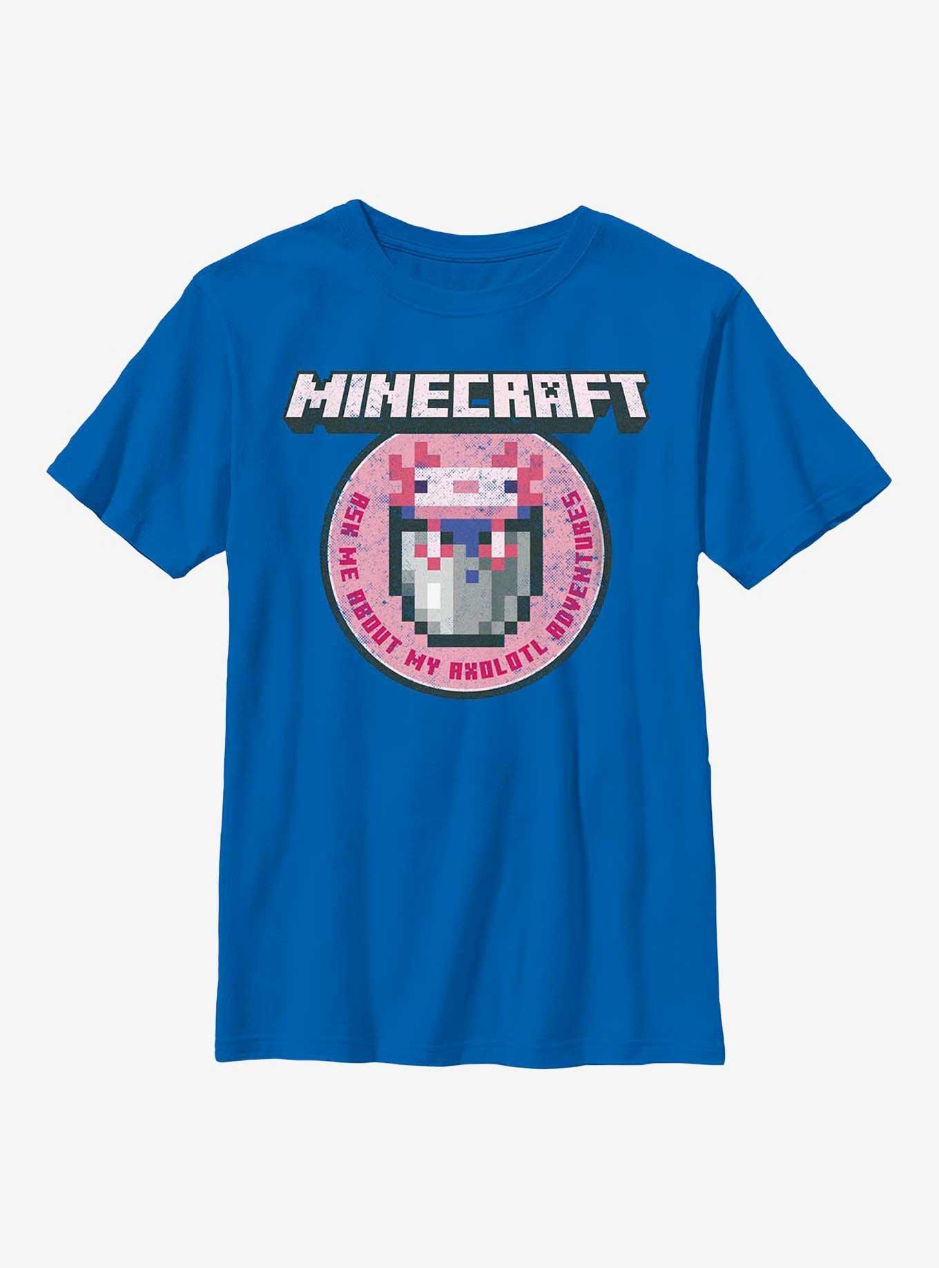 Minecraft Axolotl Adventures Youth T-Shirt - BLUE | BoxLunch