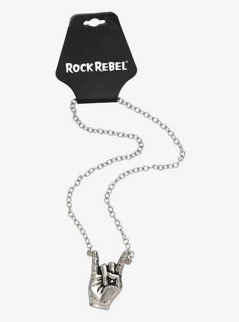 Rock Rebel Rock Hand Sign Necklace | Hot Topic