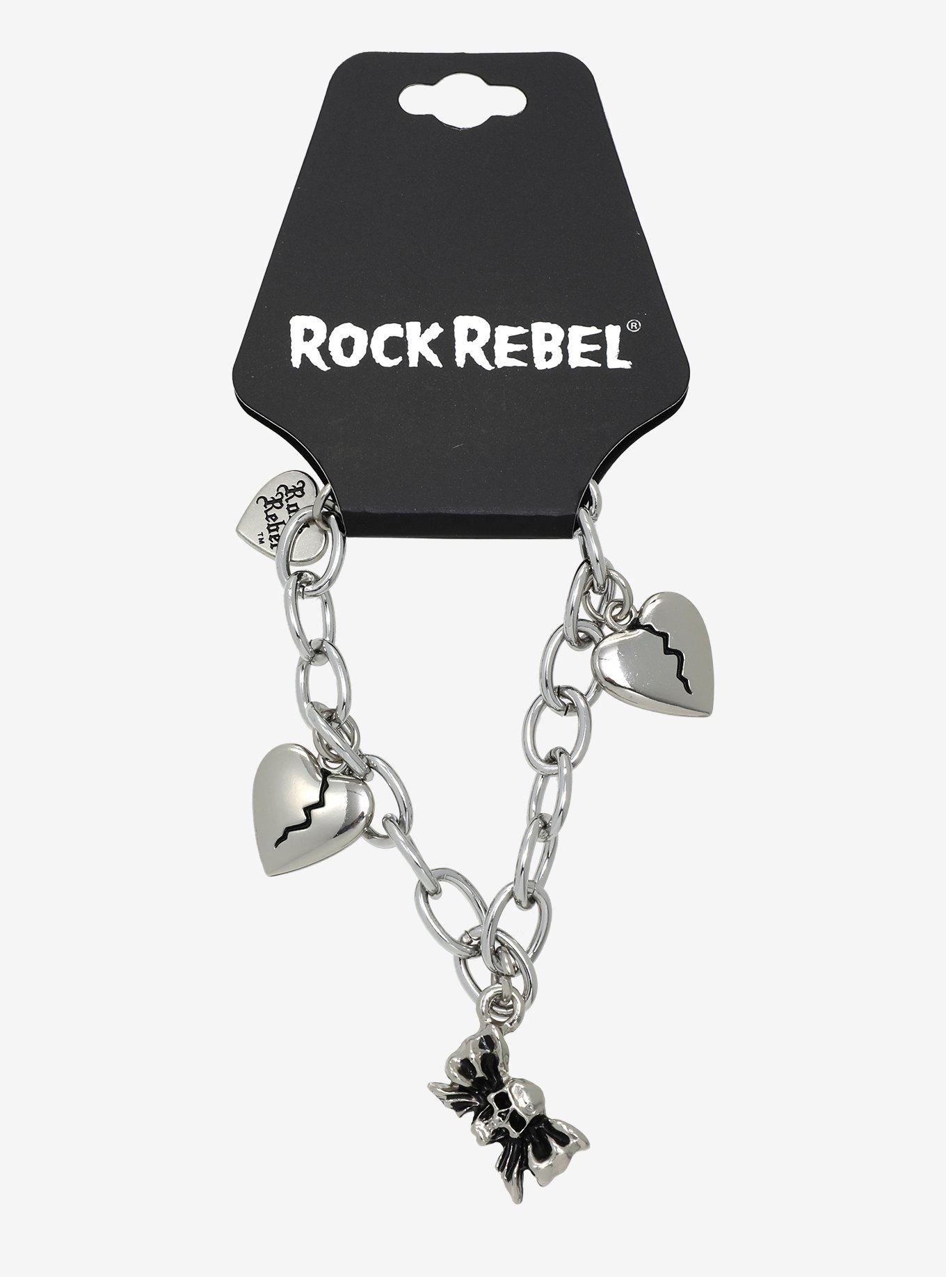 Rock Rebel Broken Heart Charm Bracelet | Hot Topic