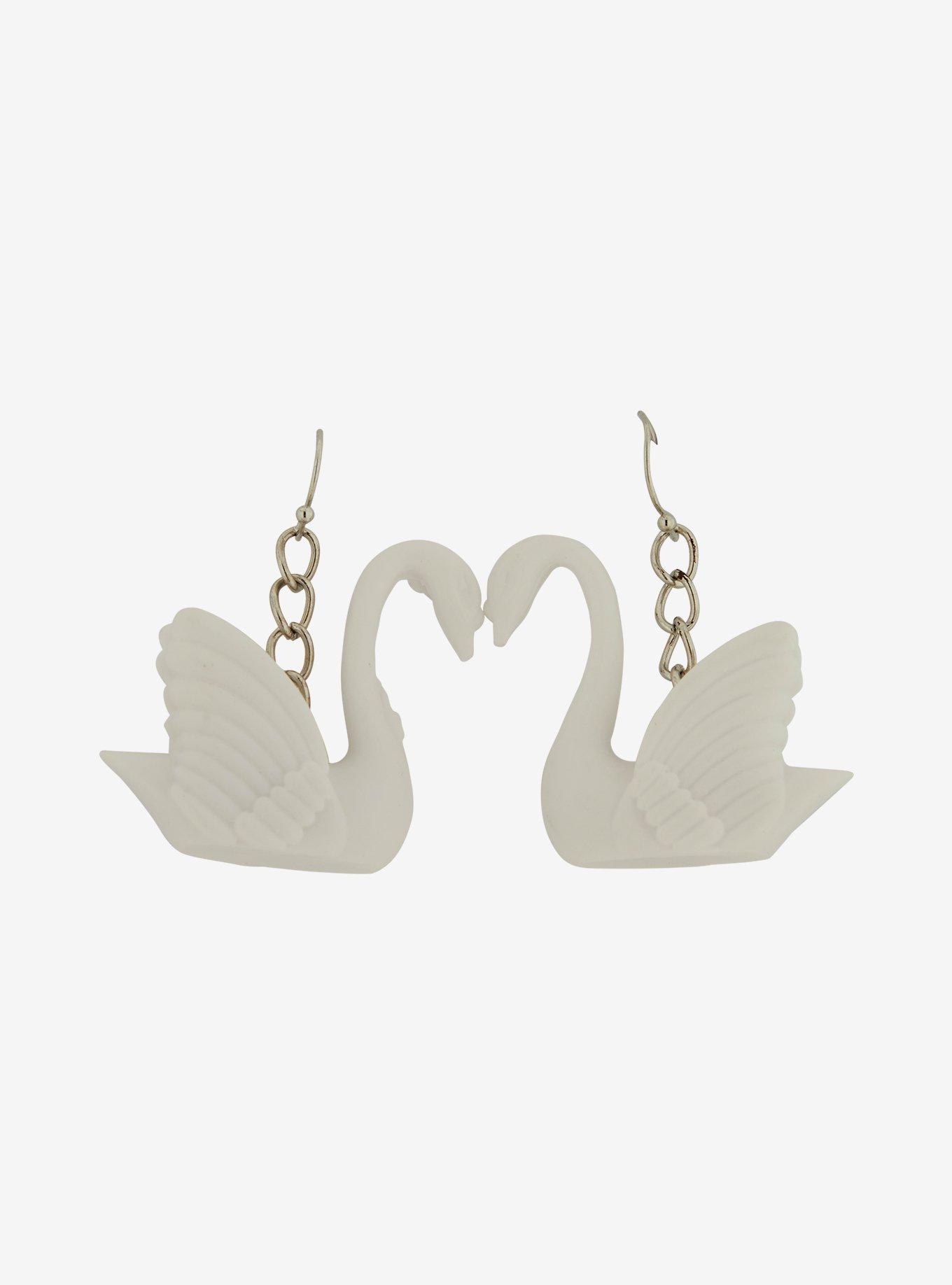 Sweet Society Figural White Swan Earrings Hot Topic