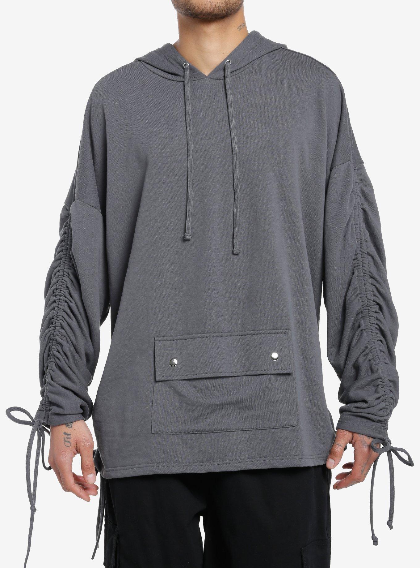 Grey Ruched Oversized Hoodie | Hot Topic