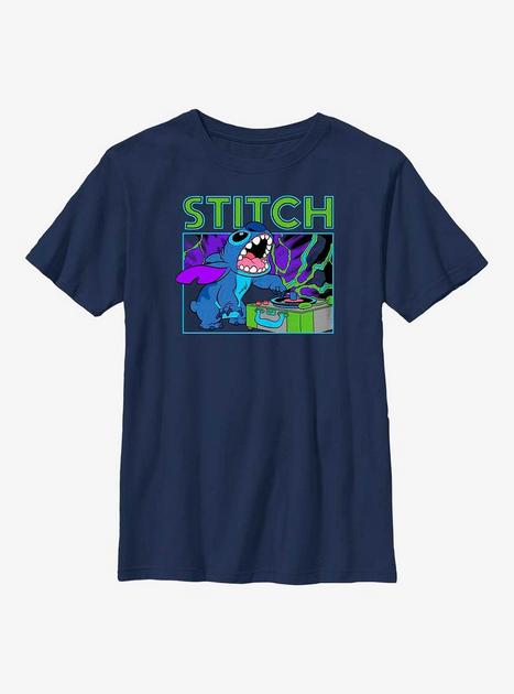 Disney Lilo & Stitch Record Scratch Youth T-Shirt - BLUE | BoxLunch