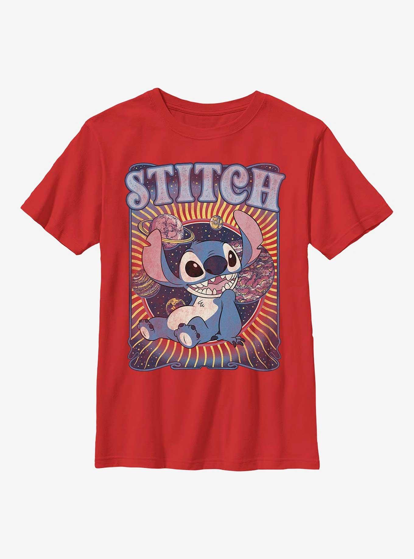 Disney Lilo & Stitch Groovy Stitch Youth T-Shirt - RED | BoxLunch