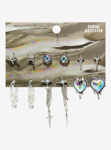 Social Collision Metallic Drip Star Heart Earring Set | Hot Topic