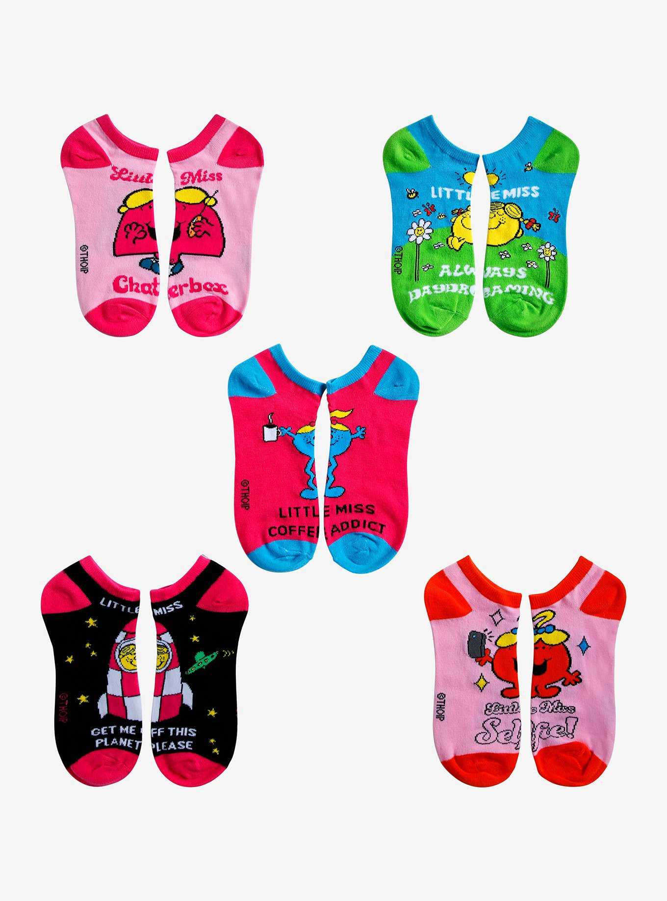 Mr. Men & Little Miss Missy No-Show Socks 5 Pair | Hot Topic