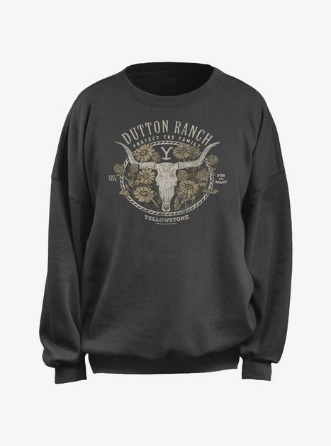 Yellowstone Dutton Ranch Floral Womens Oversized Crewneck - GREY | BoxLunch