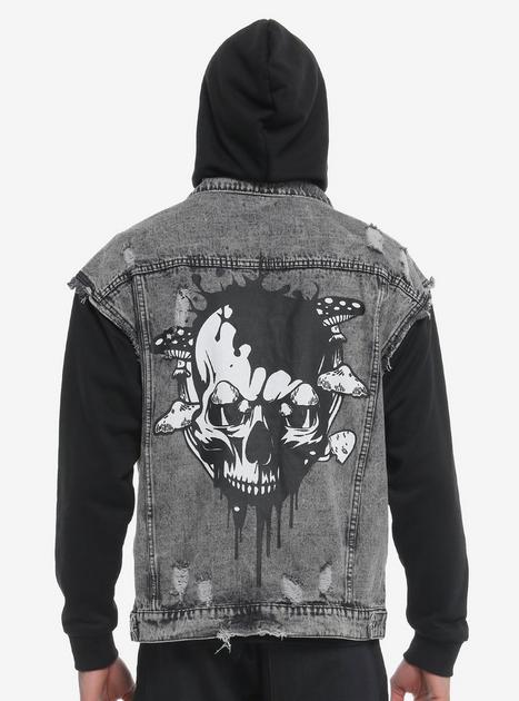 Skull Denim Twofer Hoodie Jacket | Hot Topic