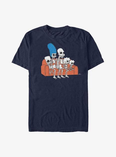 The Simpsons Skeleton Family Couch Extra Soft T-Shirt - BLUE | Hot Topic