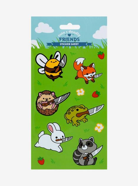 Cute & Deadly Friends Animals With Knives Sticker Sheet | Hot Topic