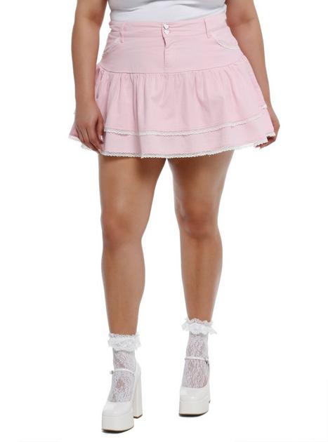 Pink Heart Lace Tiered Ruffle Skirt Plus Size | Hot Topic
