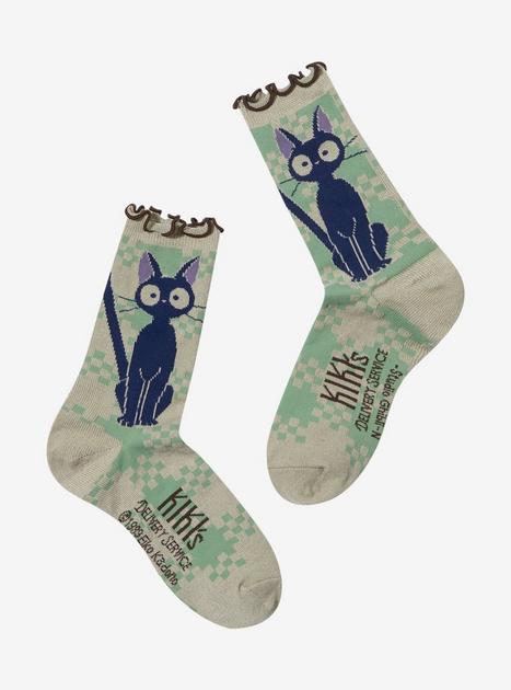 Studio Ghibli Kiki's Delivery Service Jiji Checkered Crew Socks | Hot Topic
