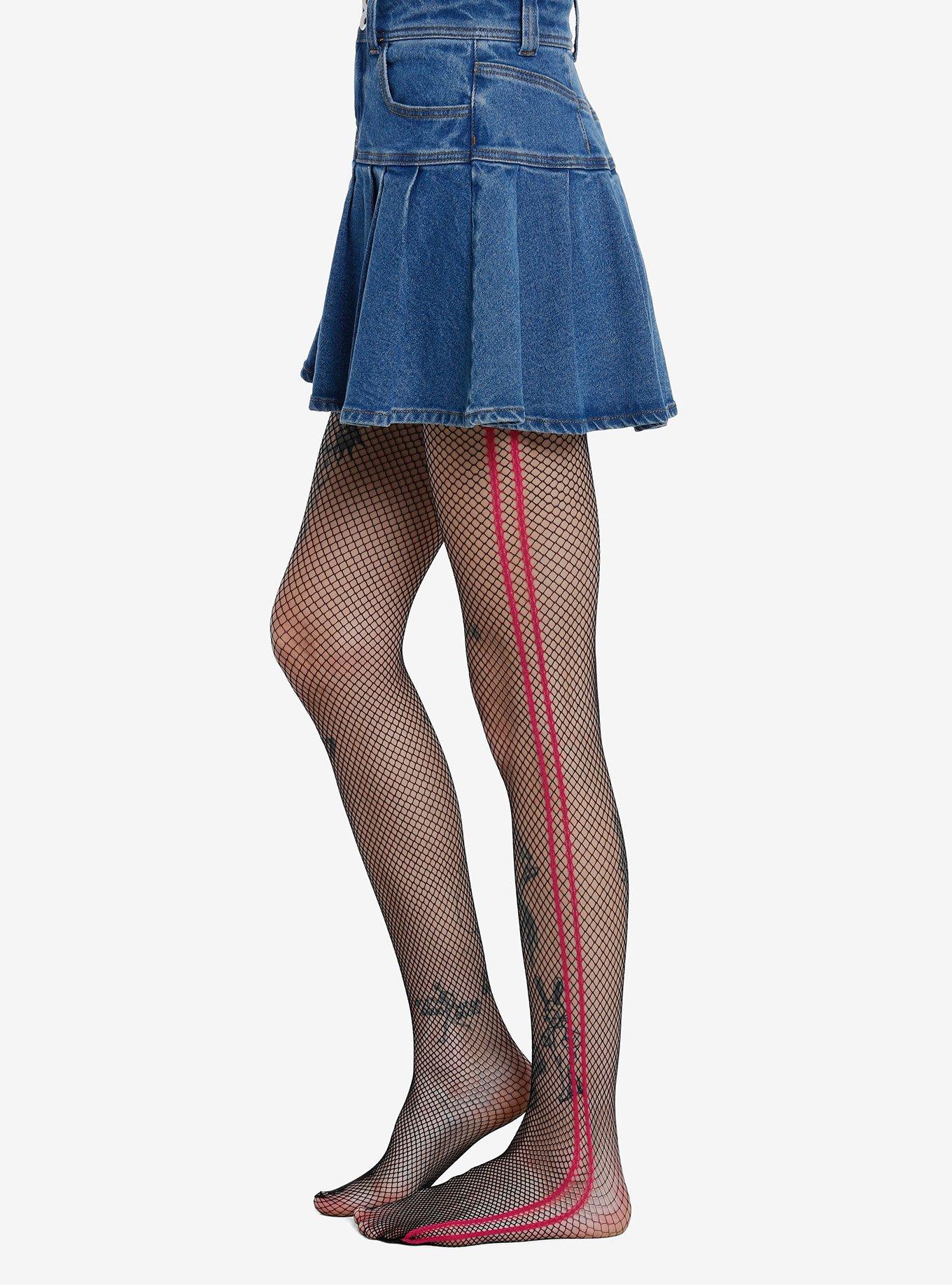 Hot Pink Stripe Fishnet Tights | Hot Topic