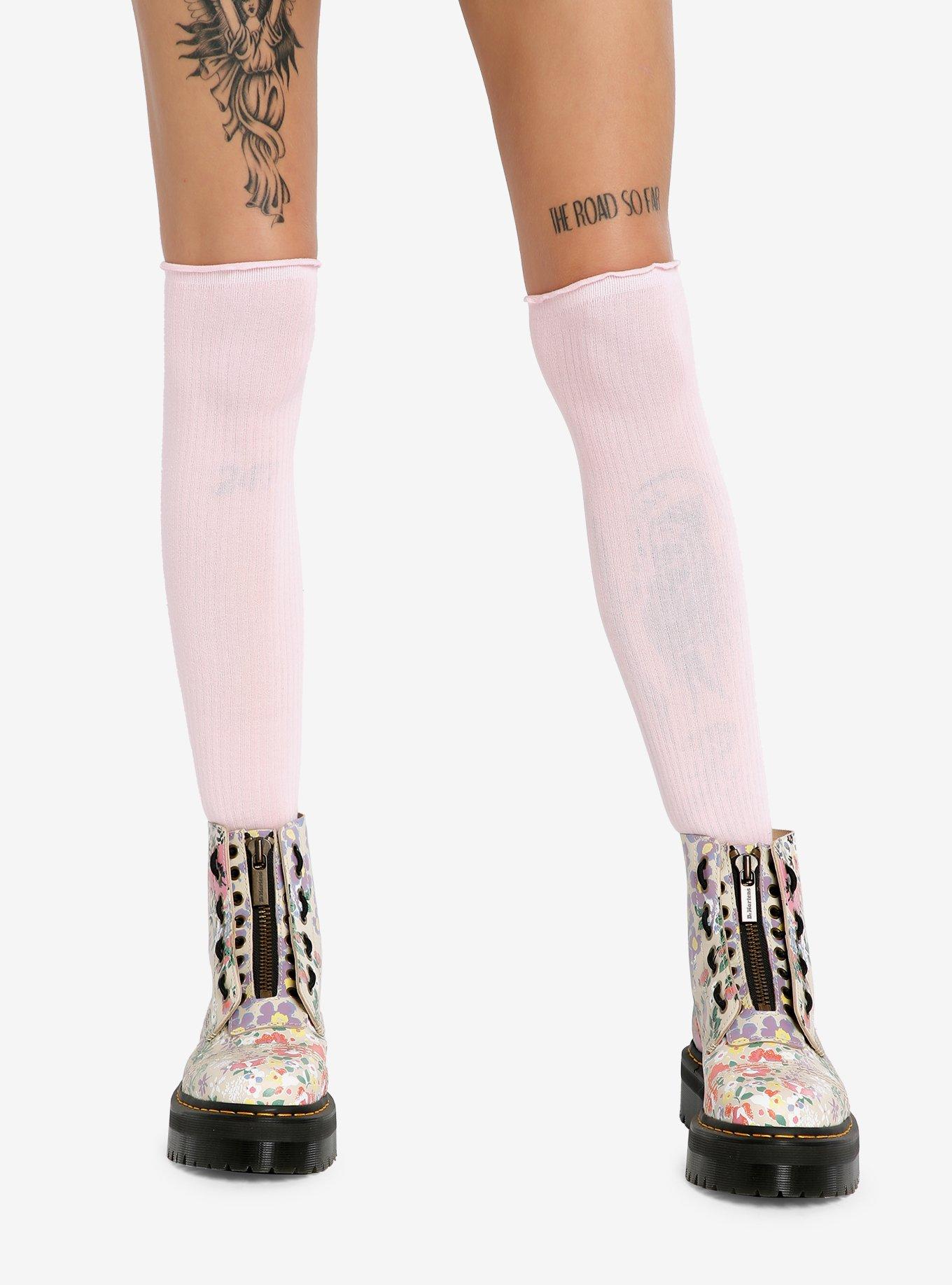 Pink Ribbed Knee-High Socks | Hot Topic