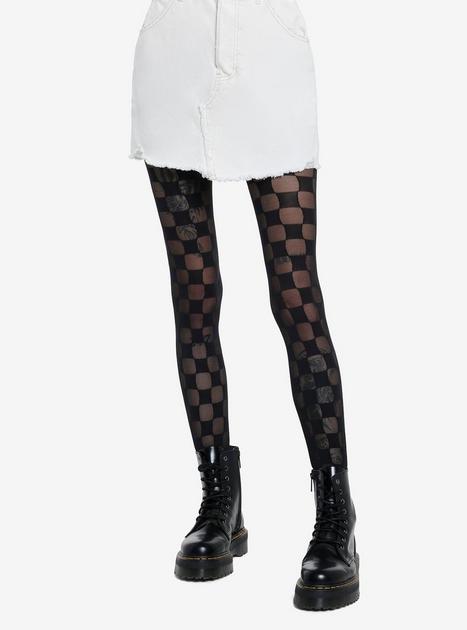 Black Checkered Tights | Hot Topic