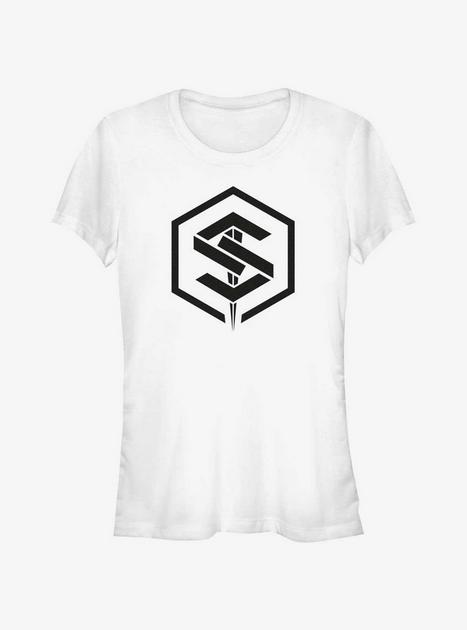 Marvel The Marvels Geometric Saber Logo Girls T-Shirt - WHITE | Hot Topic