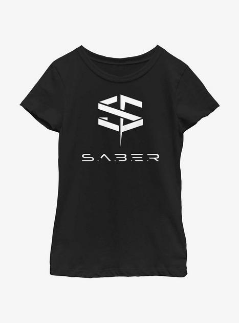 Marvel The Marvels Saber Logo Youth Girls T-Shirt - BLACK | BoxLunch