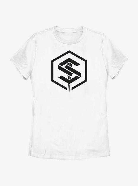 Marvel The Marvels Geometric Saber Logo Womens T-Shirt - WHITE | BoxLunch