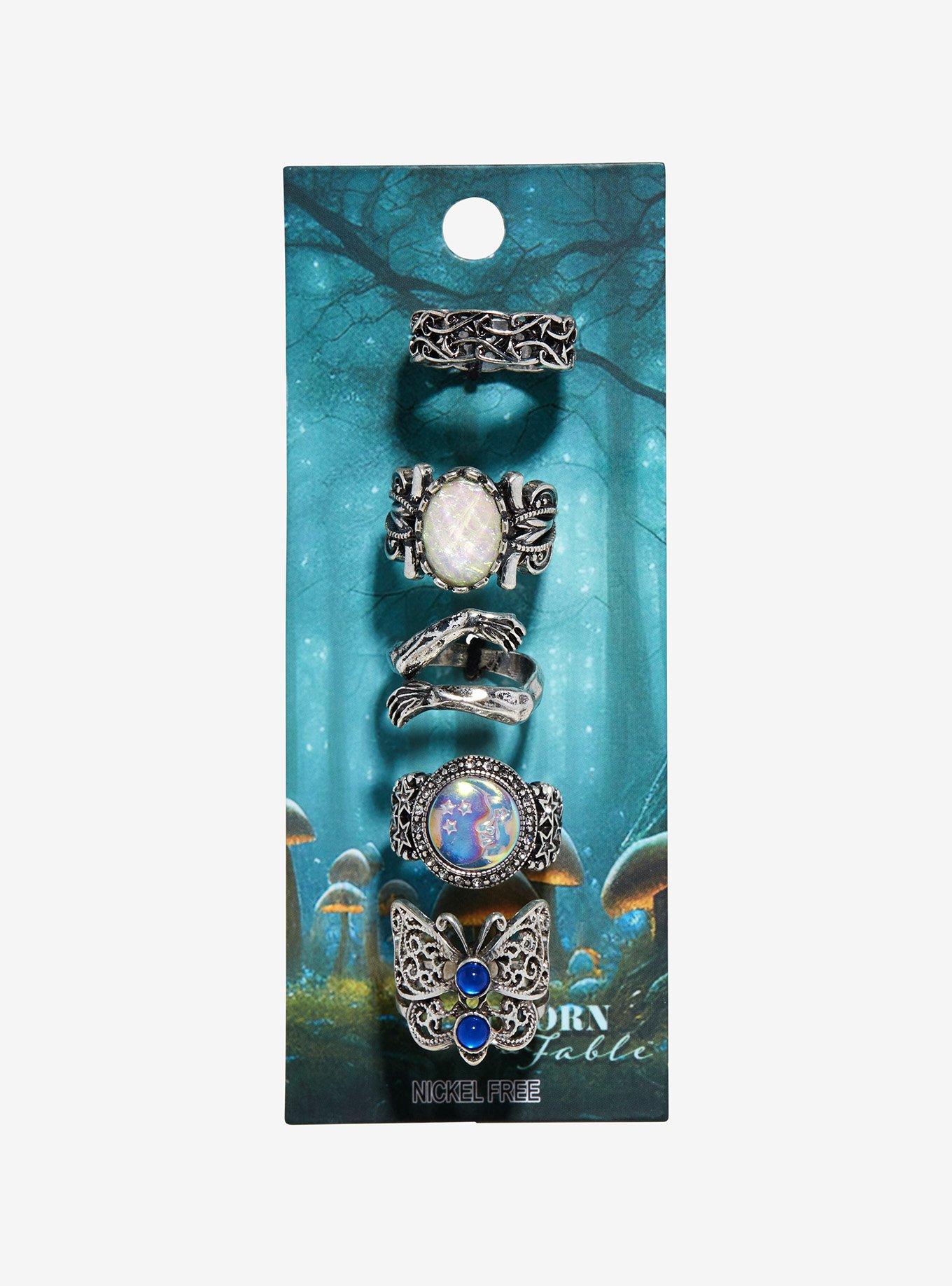 Thorn & Fable Butterfly Crystal Ring Set | Hot Topic