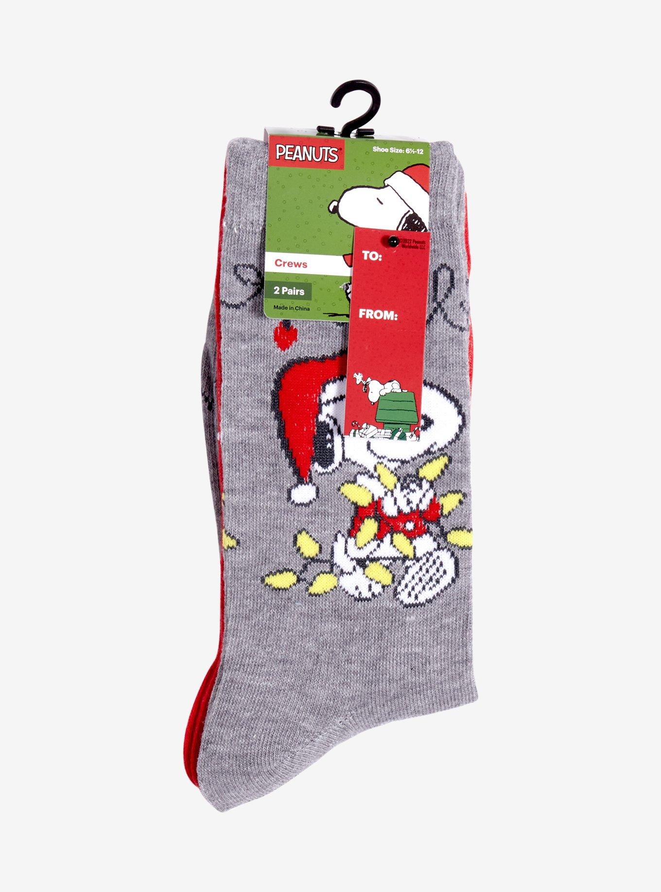 Peanuts Snoopy & Woodstock Holiday Crew Socks 2 Pair | Hot Topic