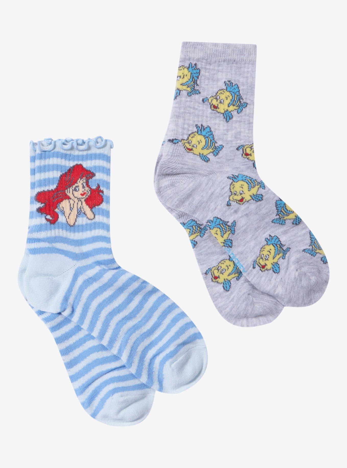 Disney The Little Mermaid Ariel & Flounder Crew Socks 2 Pair | Hot Topic