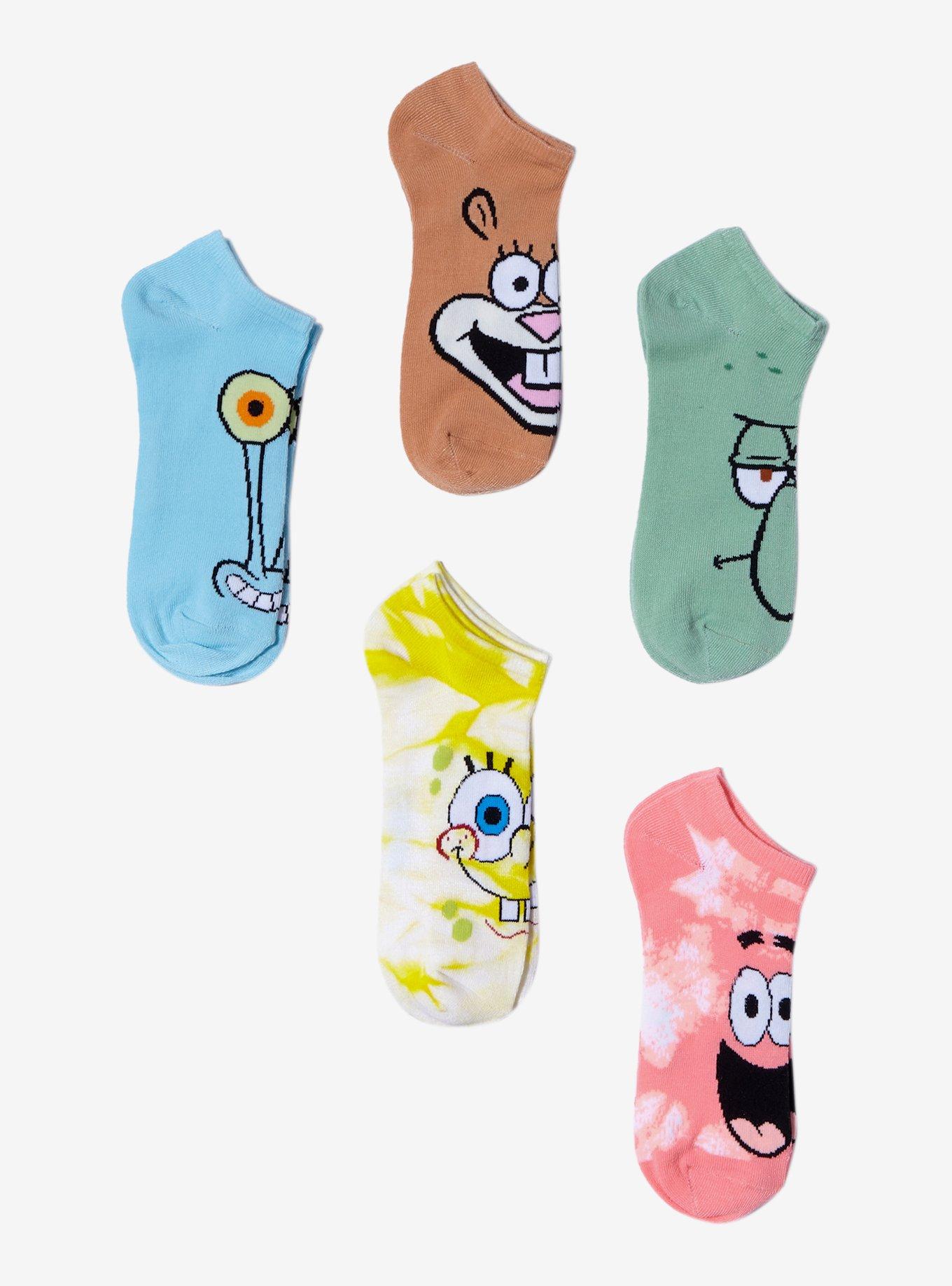 Spongebob Squarepants Character Faces No Show Socks 5 Pair Hot Topic