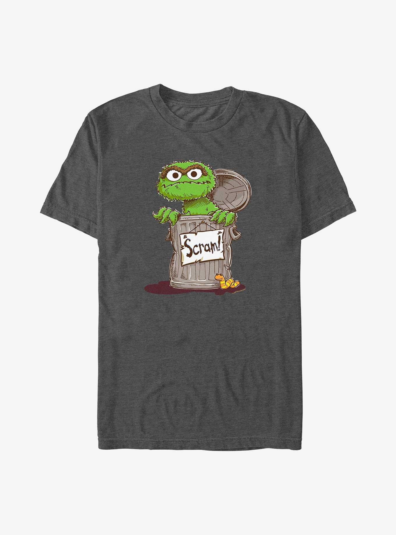 Sesame Street Oscar Scram Sign Big & Tall T-Shirt - GREY | BoxLunch