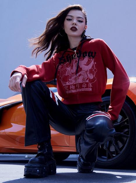 Sonic The Hedgehog Shadow Tonal Girls Crop Hoodie | Hot Topic