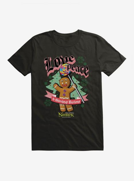 Shrek Love Peace & Gumdrop Buttons T-Shirt | Hot Topic