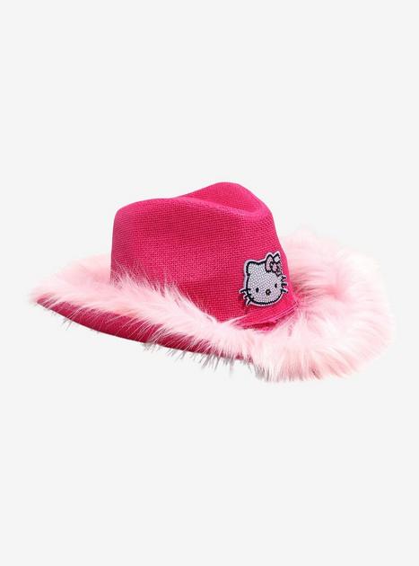 Hello Kitty Pink Rhinestone & Fur Trim Cowboy Hat | Hot Topic