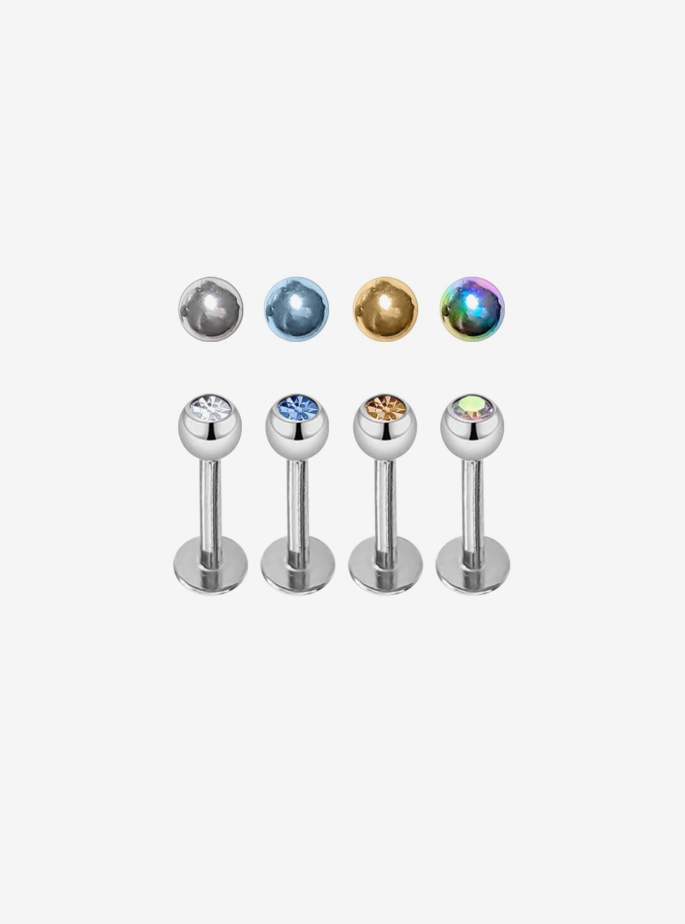 Steel Silver & Gold CZ Labret 4 Pack | Hot Topic