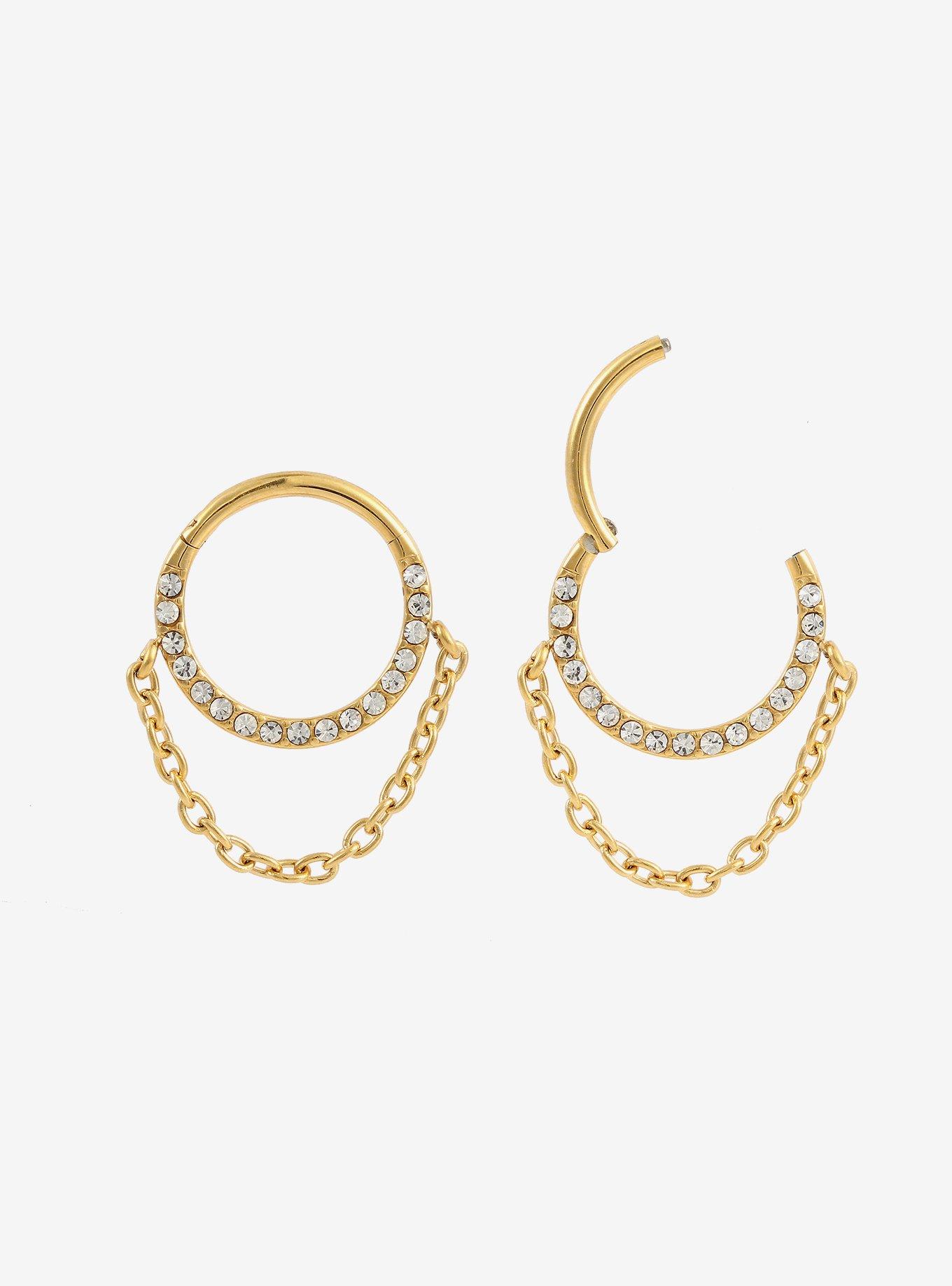 16G Steel Gold Chain Hinged Clicker | Hot Topic