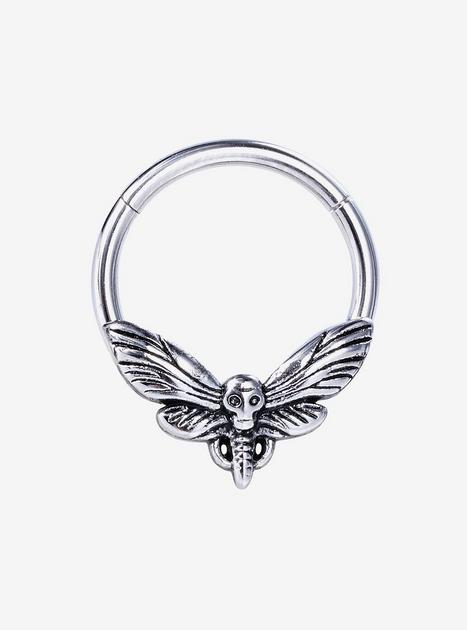 Steel Silver Death Moth Hinged Clicker | Hot Topic