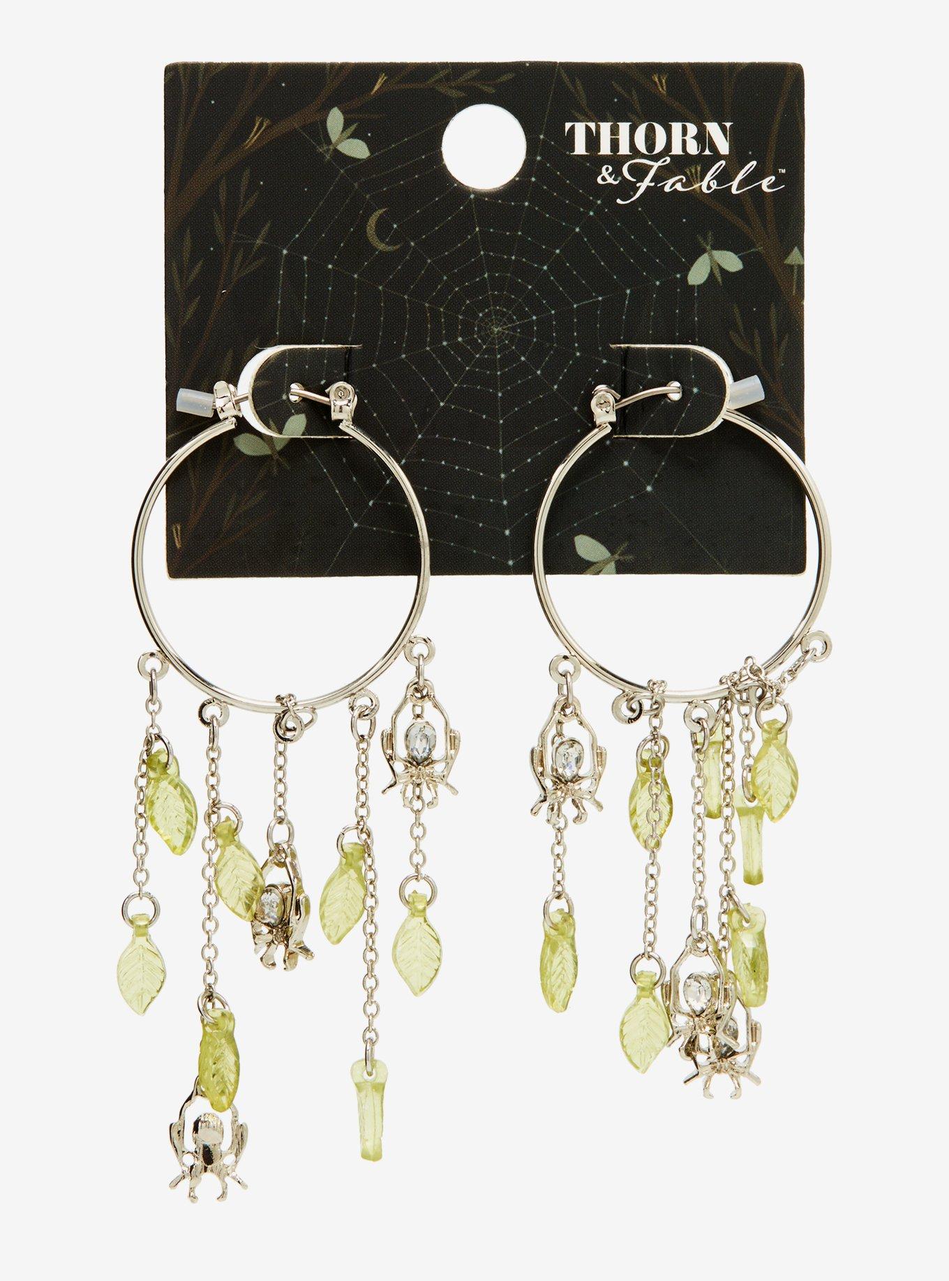 Thorn & Fable Spider Leaf Hoop Earrings | Hot Topic