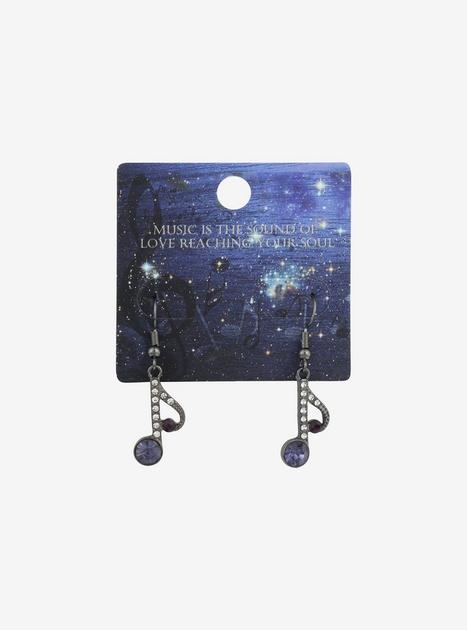 Rhinestone Bling Music Note Earrings | Hot Topic