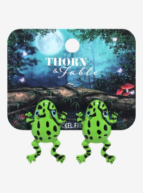 Thorn & Fable Spotted Frog Biting Earrings | Hot Topic