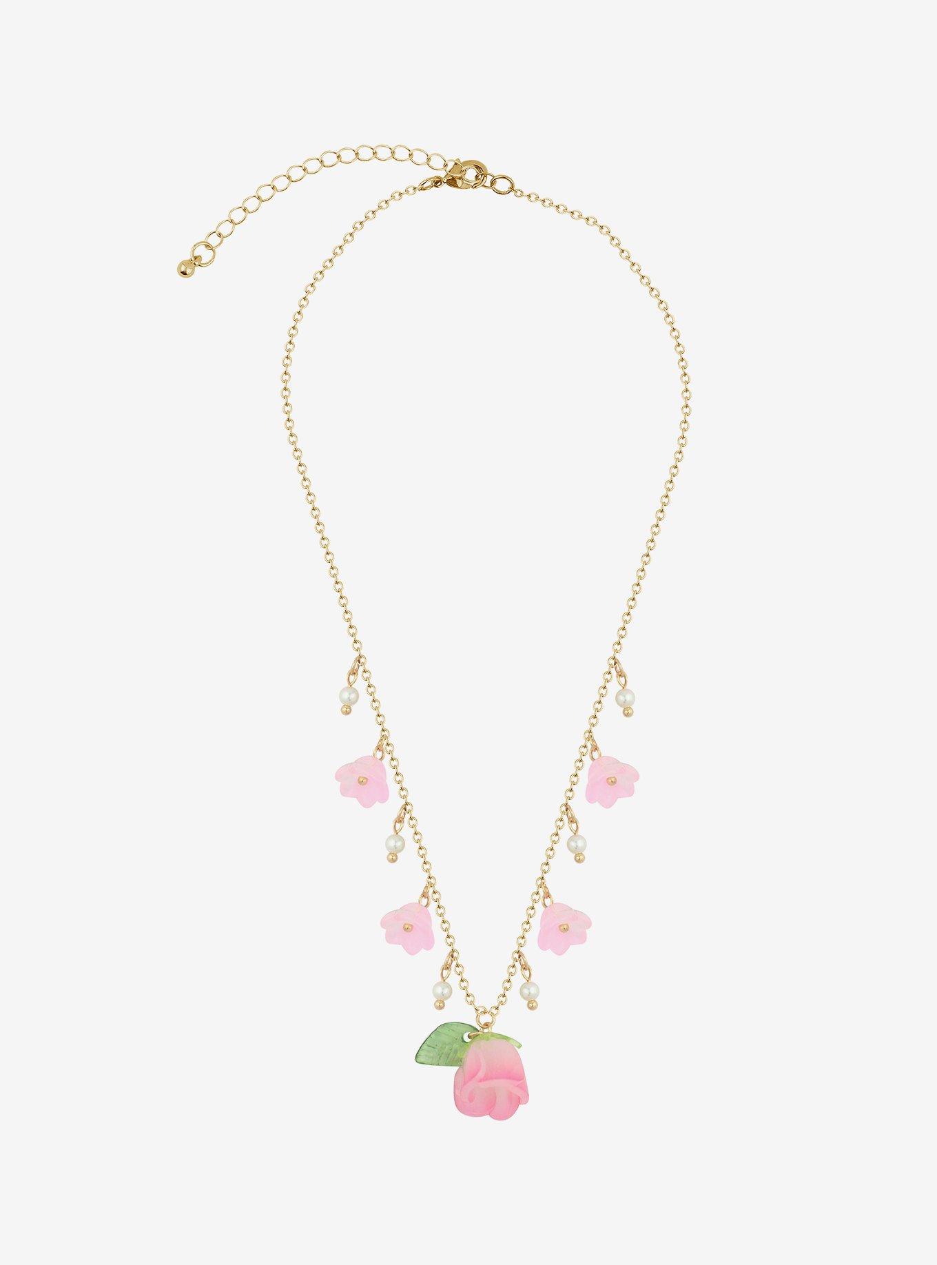 Sweet Society Pink Floral Charm Necklace | Hot Topic