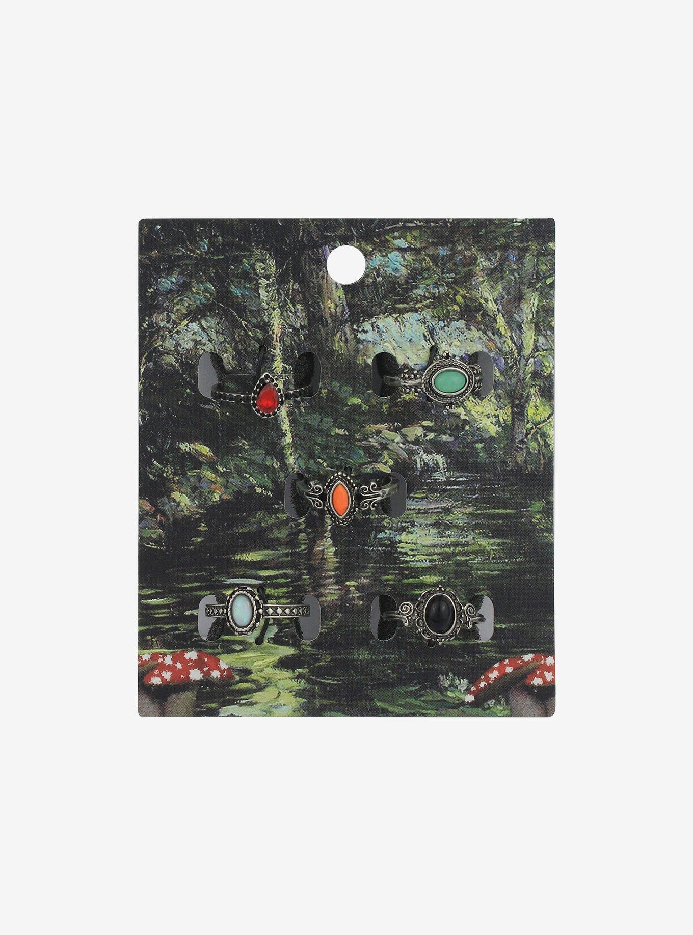 Thorn & Fable Multicolor Stone Ring Set | Hot Topic