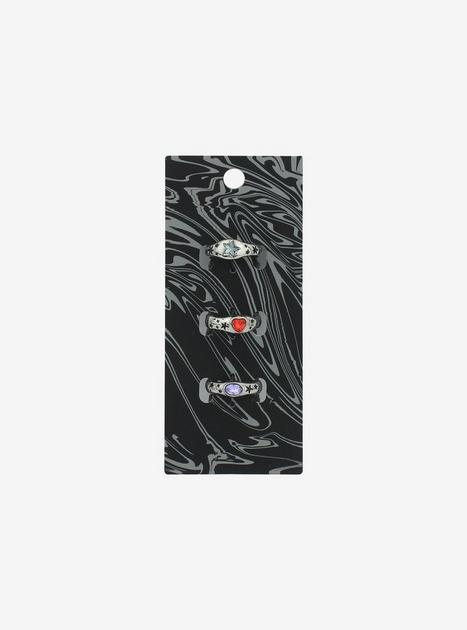 Heart Gem Star Etching Ring Set | Hot Topic