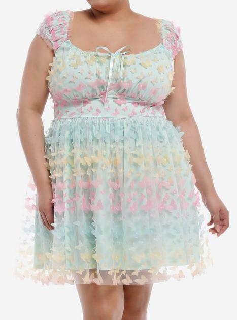 Thorn And Fable Pastel Rainbow Butterfly Dress Plus Size Hot Topic