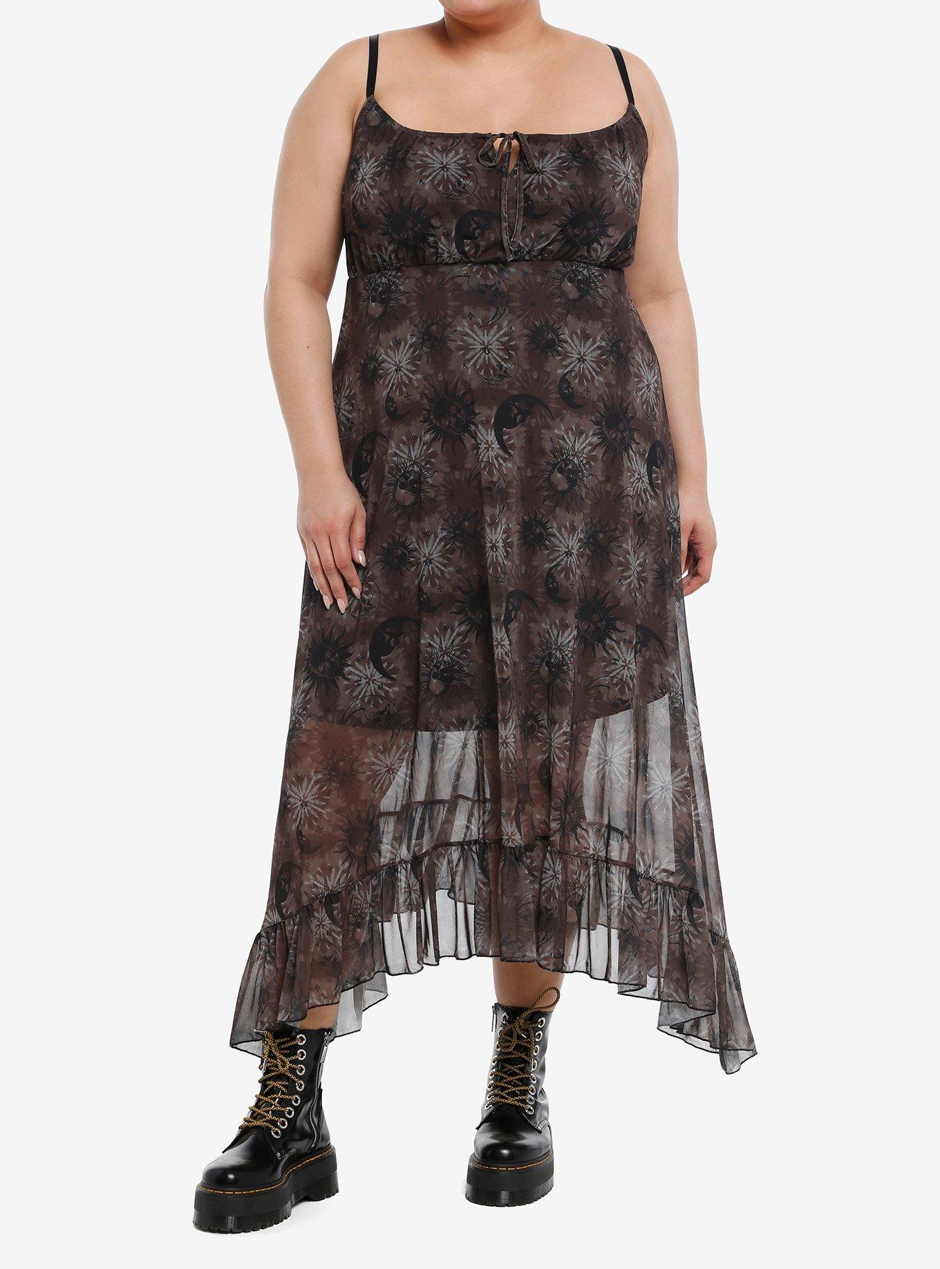Cosmic Aura Celestial Sun Mesh Cami Dress Plus Size | Hot Topic